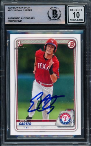 Evan Carter Autographed Signed 2020 Bowman Draft Rookie Card #Bd-126 ...