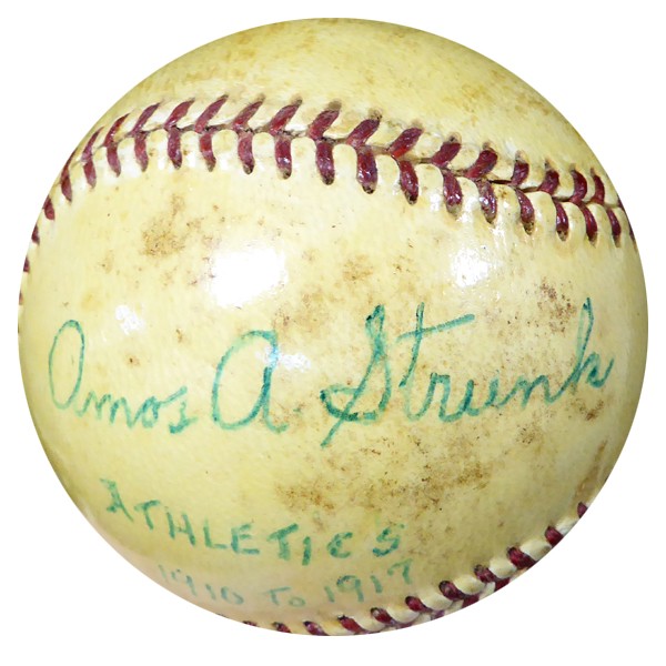 Amos Strunk Autographed Signed Official Al Harridge Baseball ...