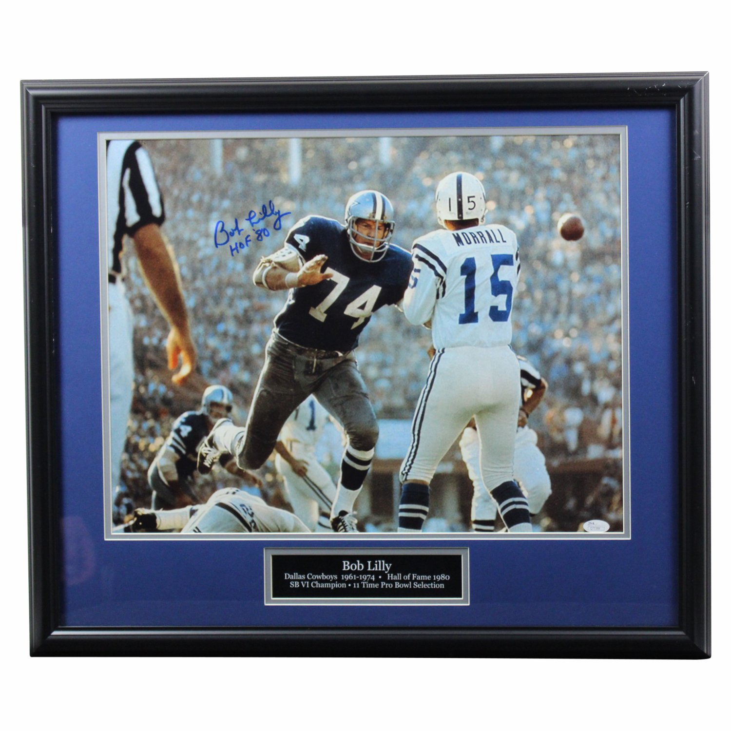Bob Lilly Autographed Signed Dallas Cowboys Framed Pressure 16x20 Photo ...