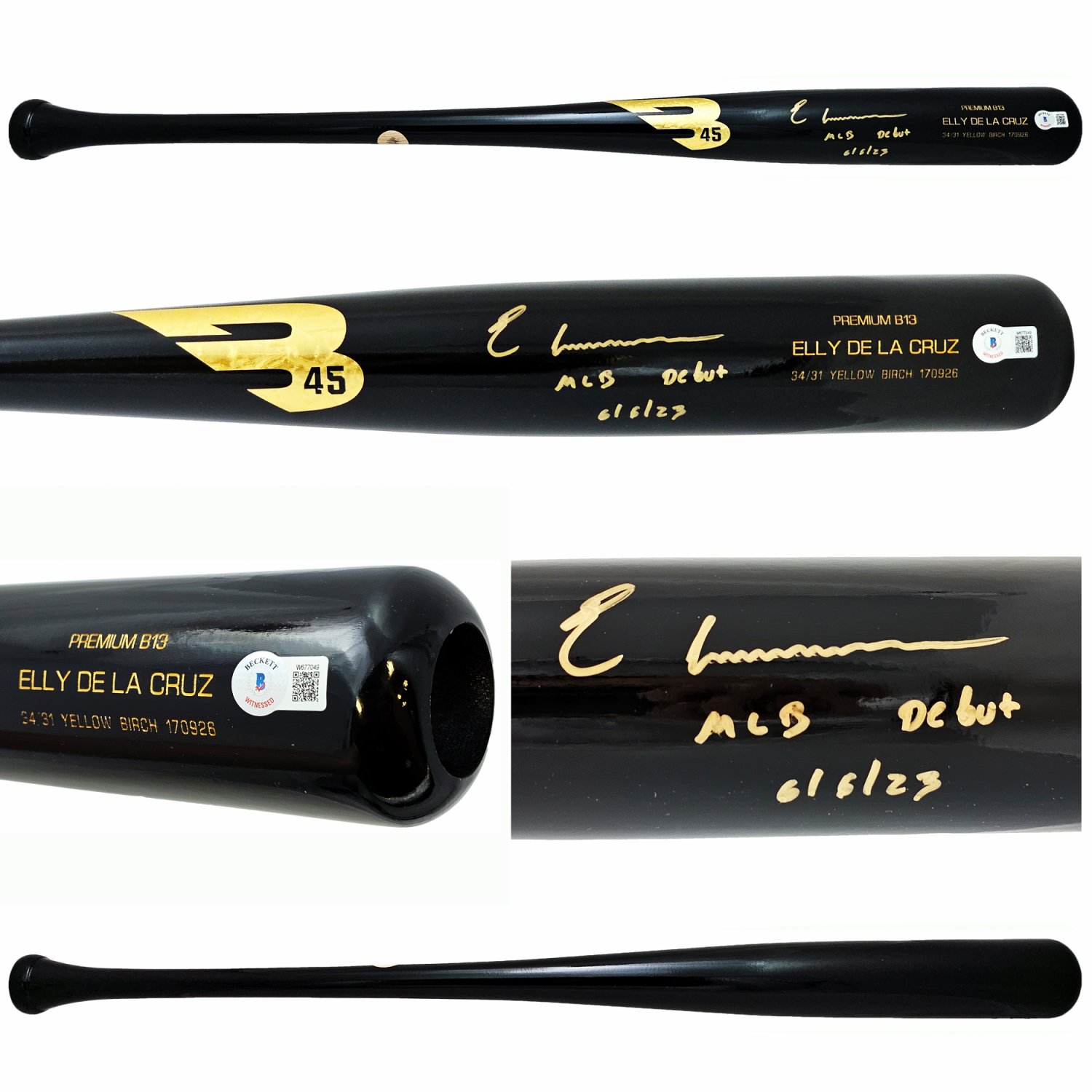 Elly De La Cruz Autographed Signed Black B45 Player Model Bat ...
