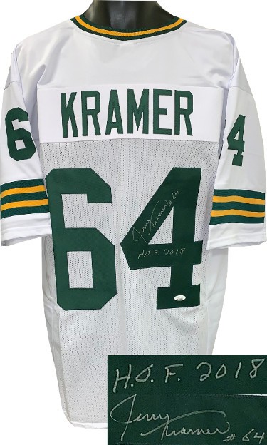 Jerry Kramer Autographed Signed White TB Custom Stitched Pro Style ...