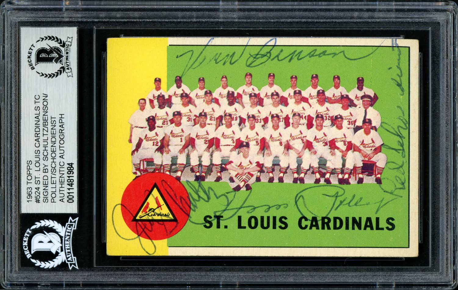 Joe Schultz, Vern Benson, Howie Pollet & Red Schoendienst Autographed ...