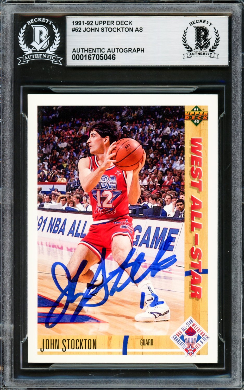 John Stockton Autographed Signed 1991-92 UDA Card #52 Utah Jazz Beckett ...