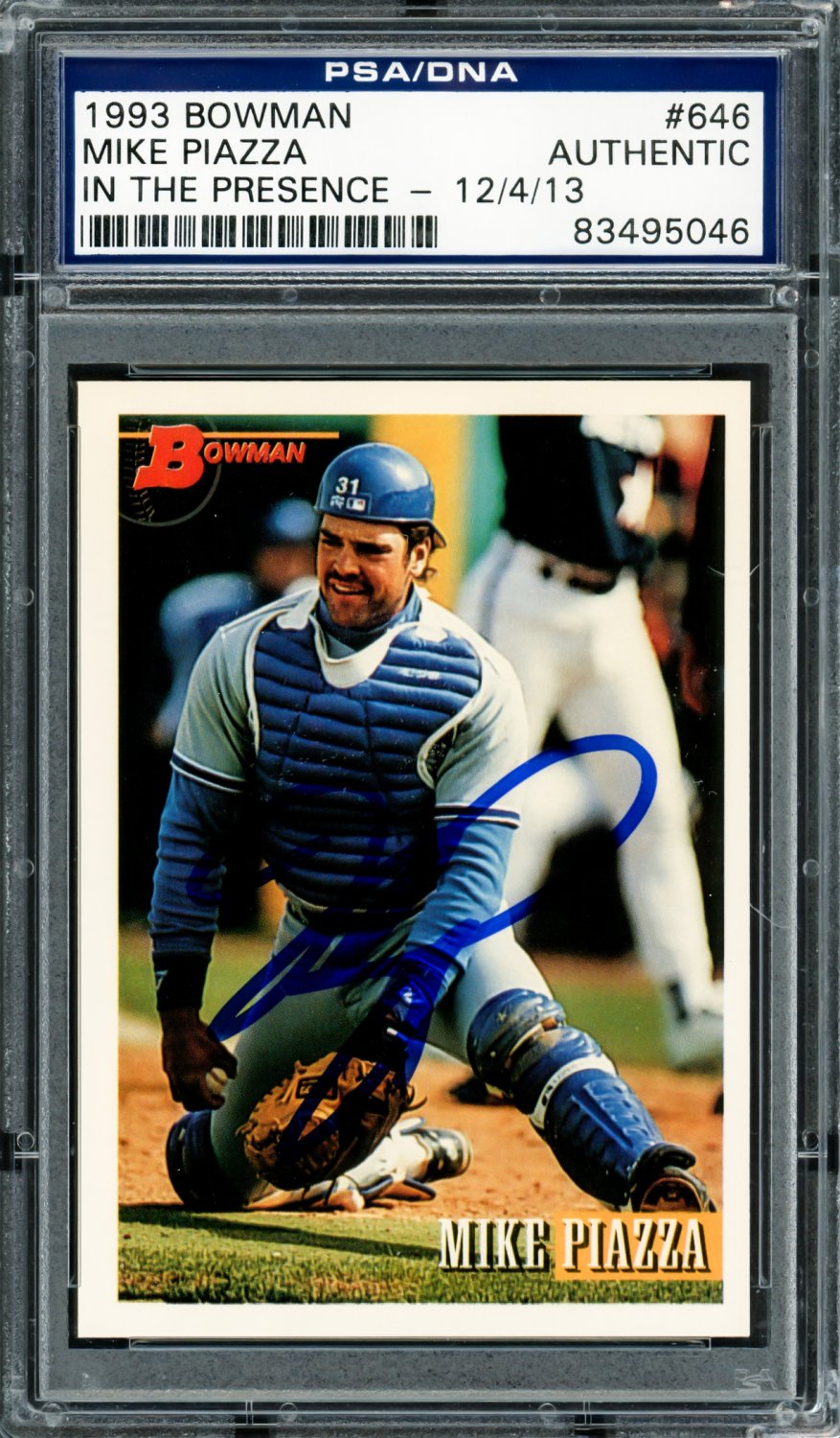Mike Piazza Autographed Signed 1993 Bowman Rookie Card #646 Los Angeles ...