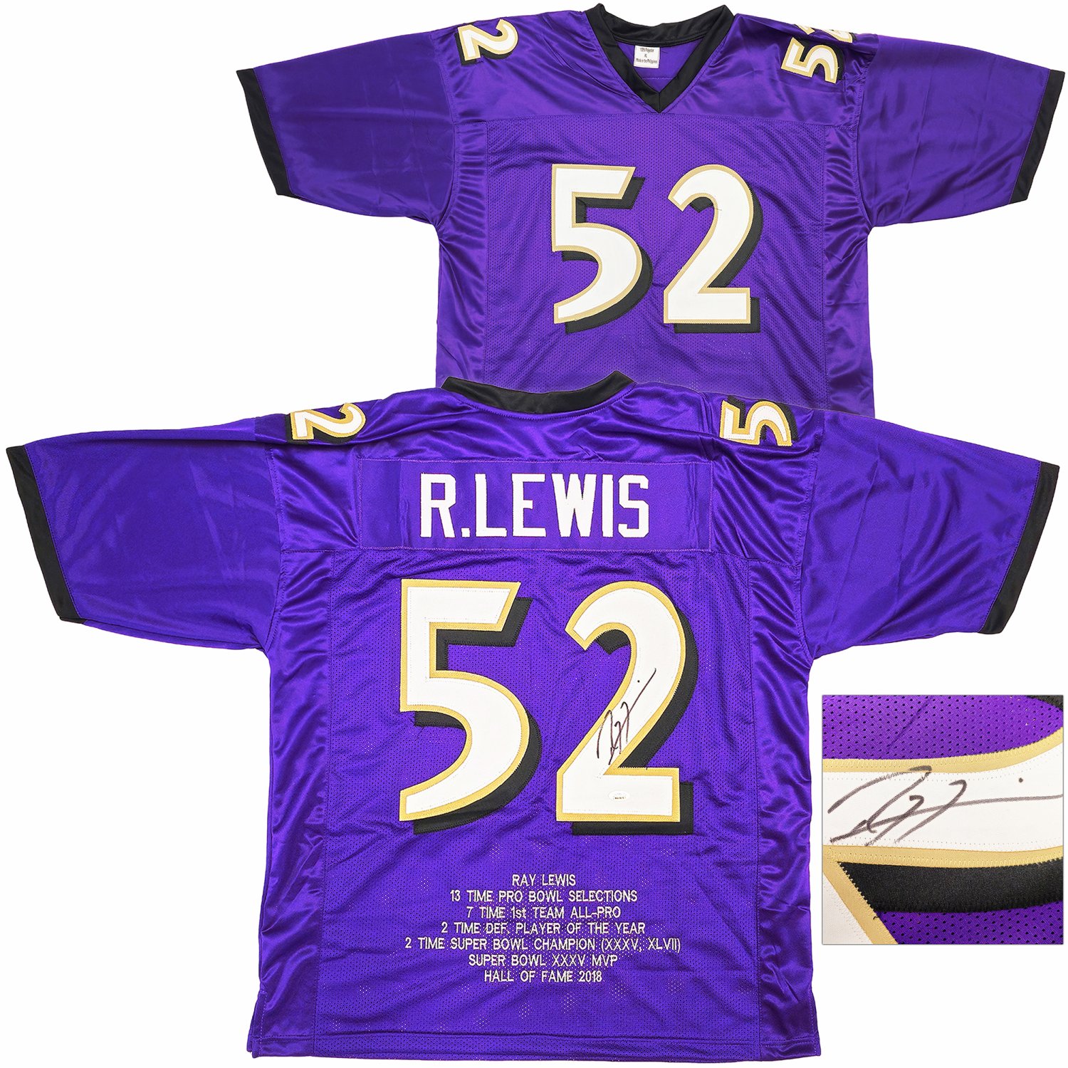 Ray Lewis Autographed Signed Baltimore Ravens Purple Football Jersey ...