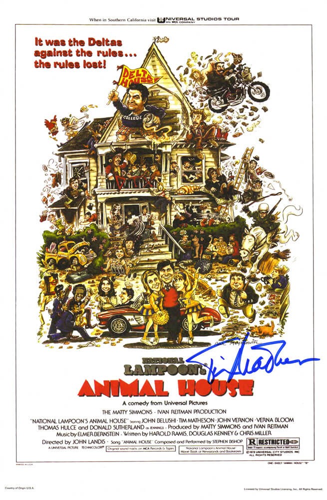 Tim Matheson Autographed Signed Animal House 11x17 Movie Poster